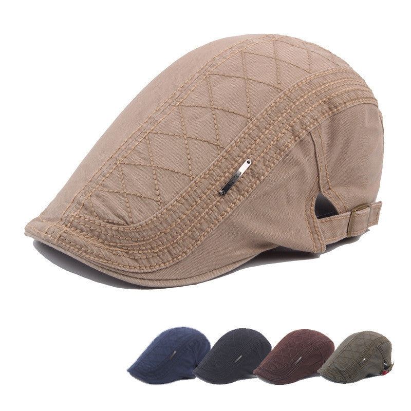 British Cotton Peaked Flat Cap – Classic Newsboy Hat for Men