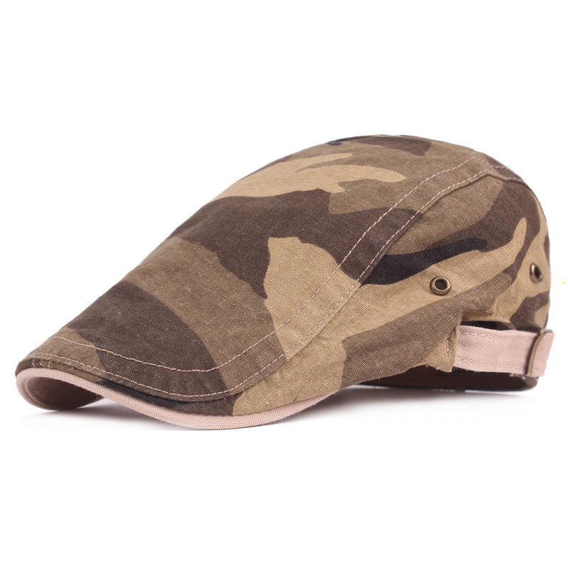 Camo Flat Cap – Casual Outdoor Military-Style Beret for Men