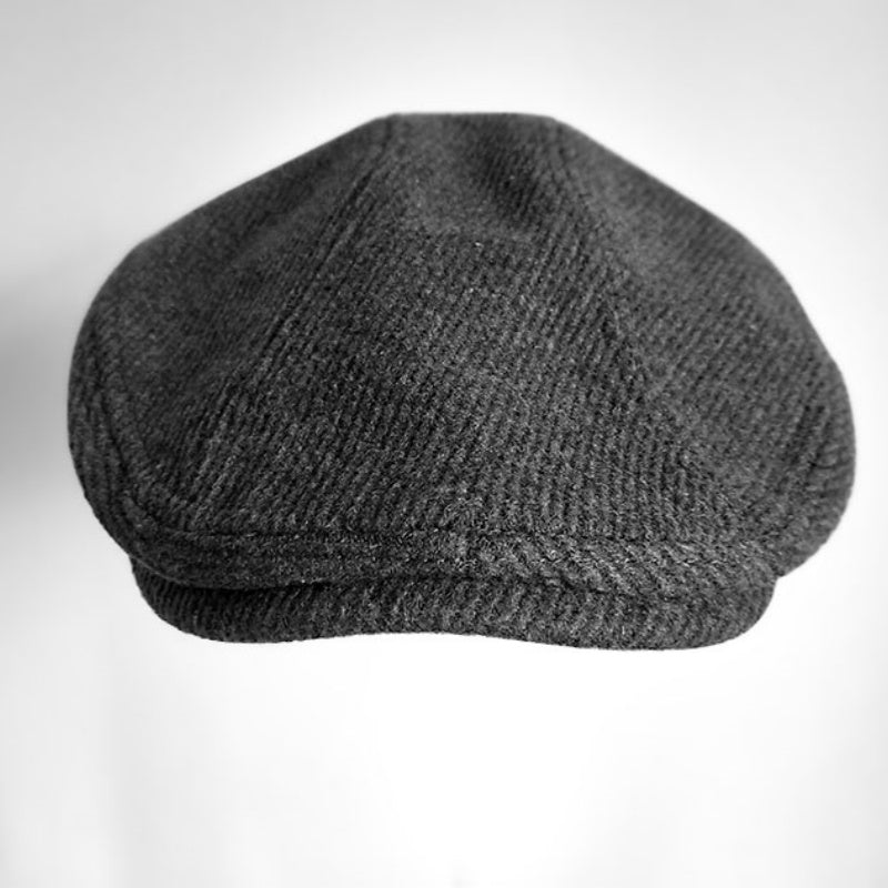 Retro Warm Flat Cap – Black Beret for Middle-Aged Men