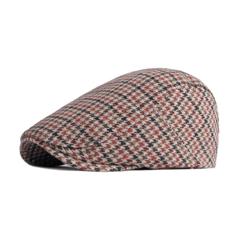 Houndstooth Cheesecutter Cap – Classic Flat Cap Beret Style for Men